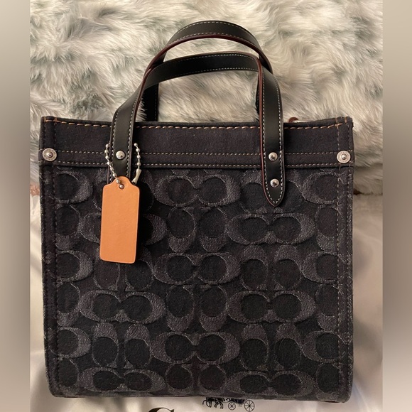 Coach | Bags | Coach Field Tote 22 In Signature Black Denim | Poshmark